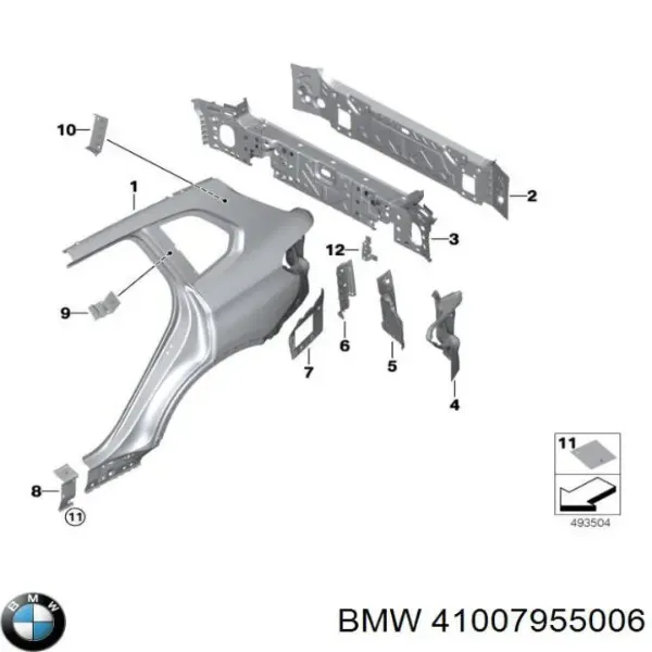 41007955006 BMW крило заднє праве - купити онлайн в Україні
