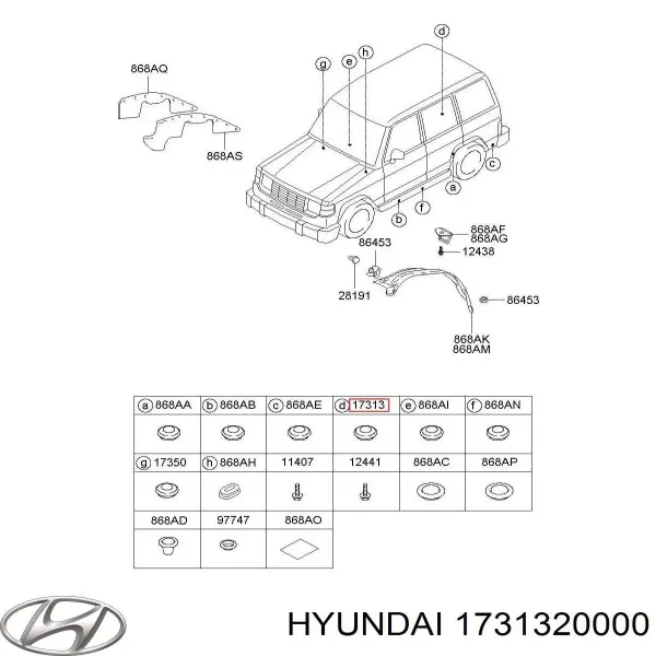 1731320000 Hyundai/Kia заглушка днища кузова - купити онлайн в Україні