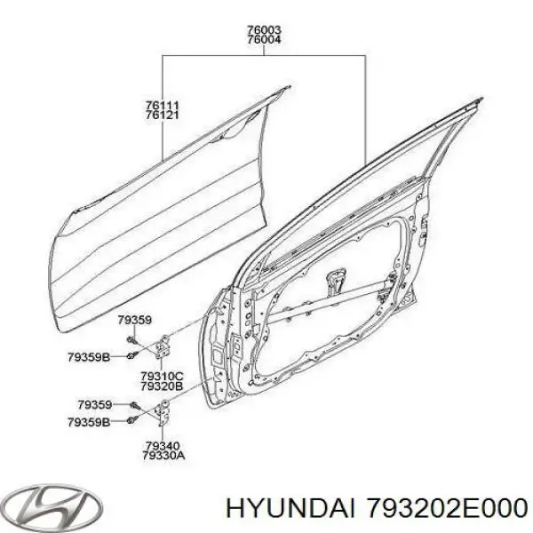 793202E000 Hyundai/Kia петля передніх дверей, правої - купити онлайн в ...