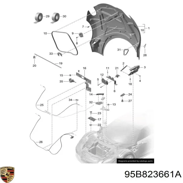 95B823661A Porsche ручка відкривання капота - купити онлайн в Україні