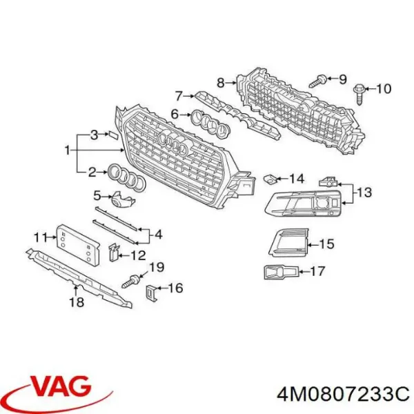 4M0807233C VAG решітка радіатора - купити онлайн в Україні